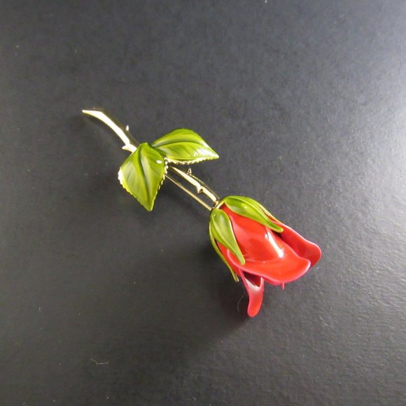 Vintage | Jewelry | Vintage Brooch Red Rose | Poshmark